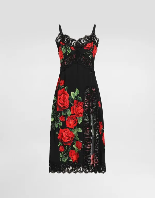 Dolce & Gabbana Rose-print Charmeuse Dress� Collection