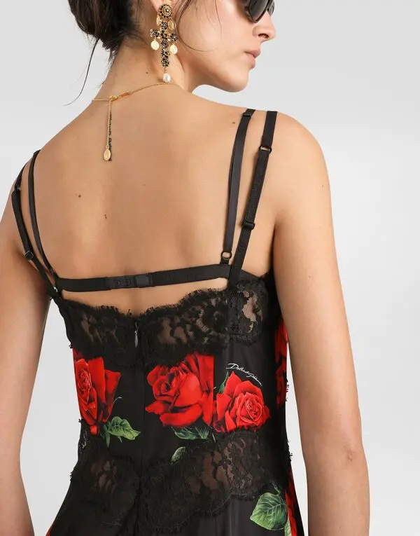 Dolce & Gabbana Rose-print Charmeuse Dress� Collection