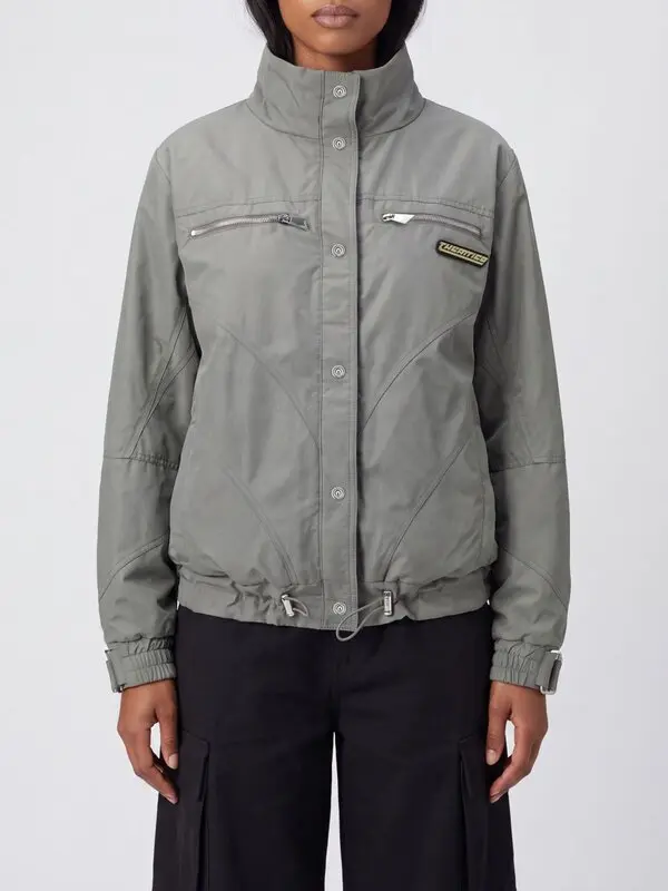 Attico Relaxed Fit Cropped Cotton Blend Bomber Jacket With High Neck