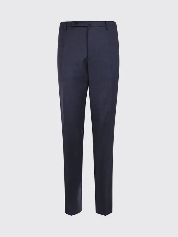 Incotex Slim Fit Wool Flannel Chinos With Off-centre Closure - Grey 1