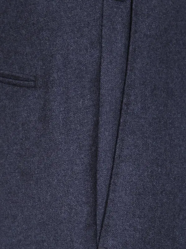 Incotex Slim Fit Wool Flannel Chinos With Off-centre Closure - Grey 1