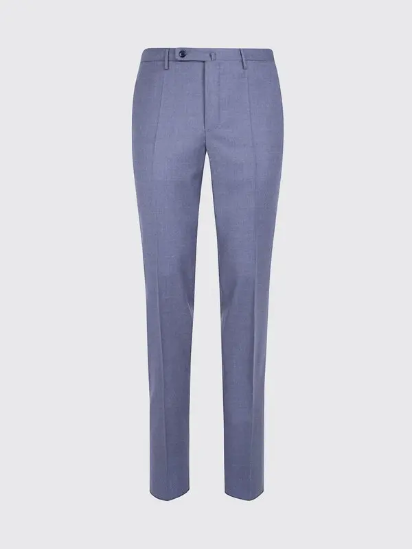 Incotex Slim Fit Wool Flannel Chinos With Off-centre Closure - Grey