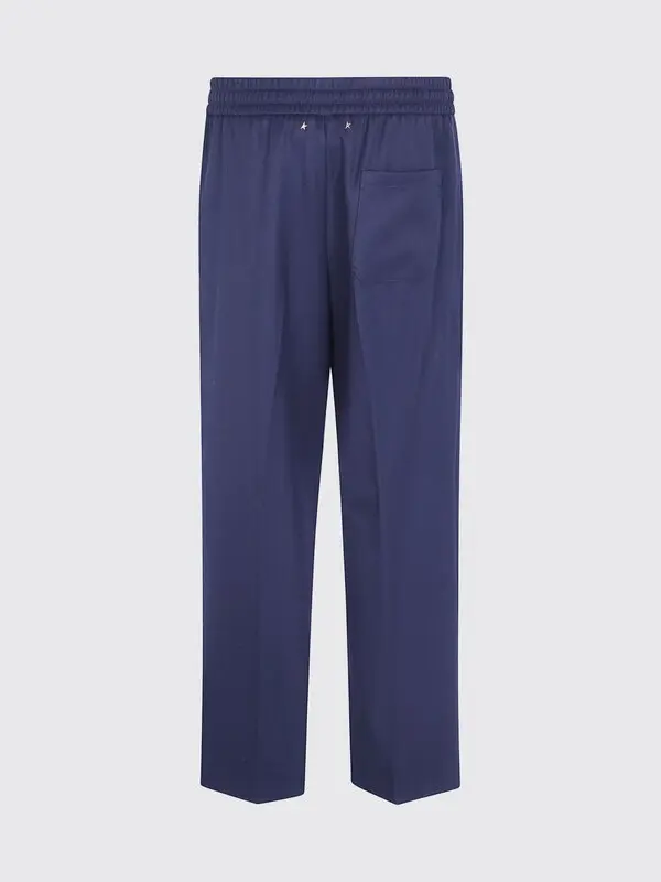 GOLDEN GOOSE Straight-leg Virgin Wool Blend Trousers With Elastic Waist - Blue