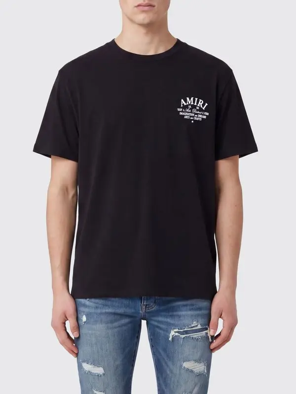 Amiri Crew Neck Cotton T-shirt With Maxi Front Logo Print