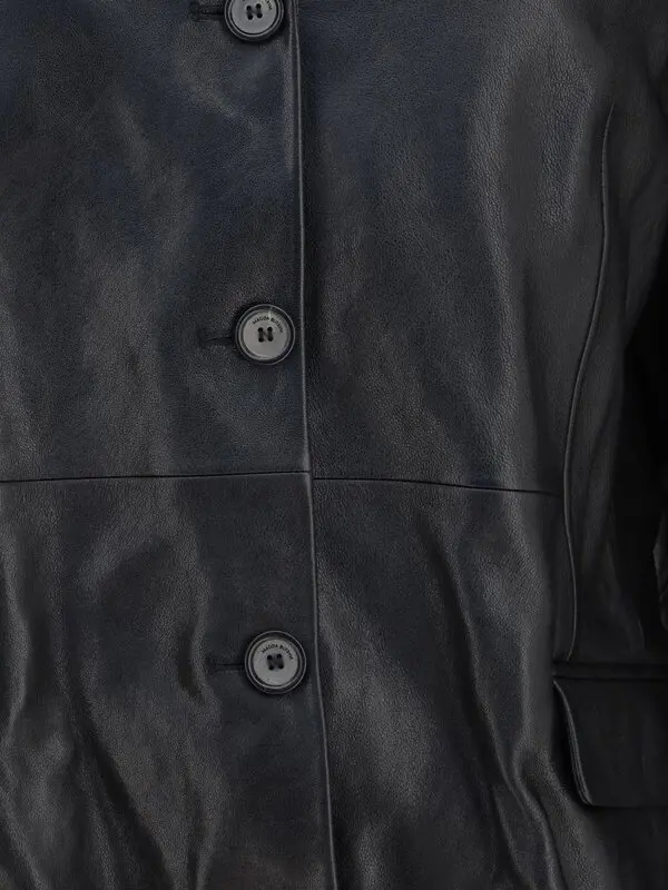 Magda Butrym Single-breasted Sheepskin Leather Blazer With Flap Pockets