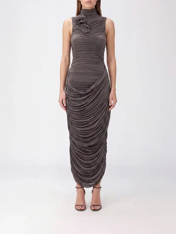 Magda Butrym Off-the-shoulder Ruched Jersey Sheath Midi Dress With Flower