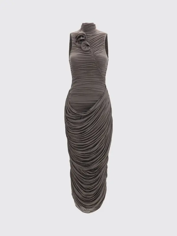 Magda Butrym Off-the-shoulder Ruched Jersey Sheath Midi Dress With Flower