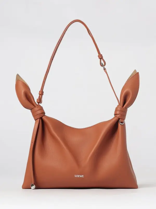Loewe Calfskin Leather Shoulder Bag With Knot Detail - Brown