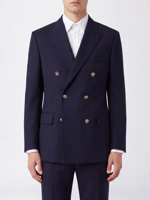 GOLDEN GOOSE Double-breasted Tailored Wool Gabardine Blazer