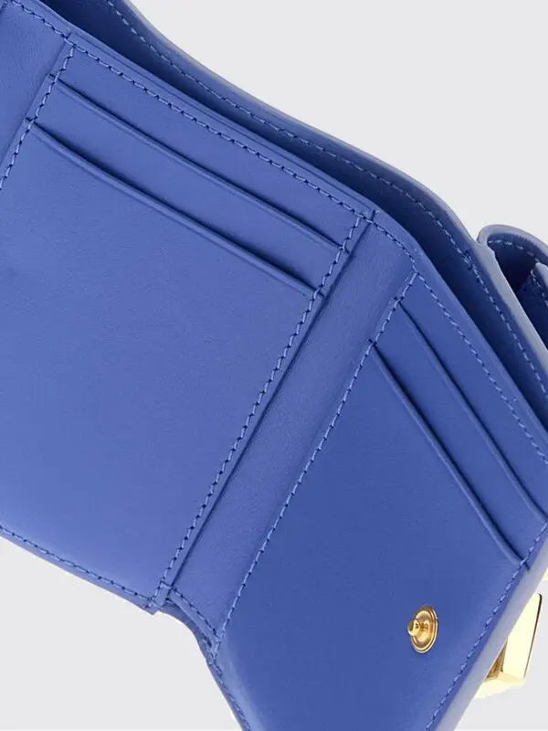 Fendi Ff Diamonds Grained Leather Tri-fold Wallet With Monogram - Blue