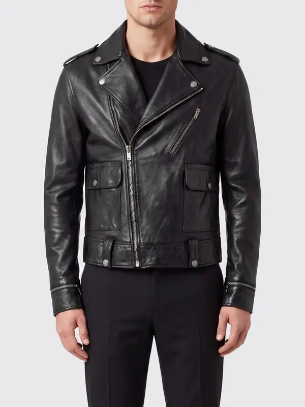GOLDEN GOOSE Ovine Leather Biker Jacket With Asymmetrical Zip Closure
