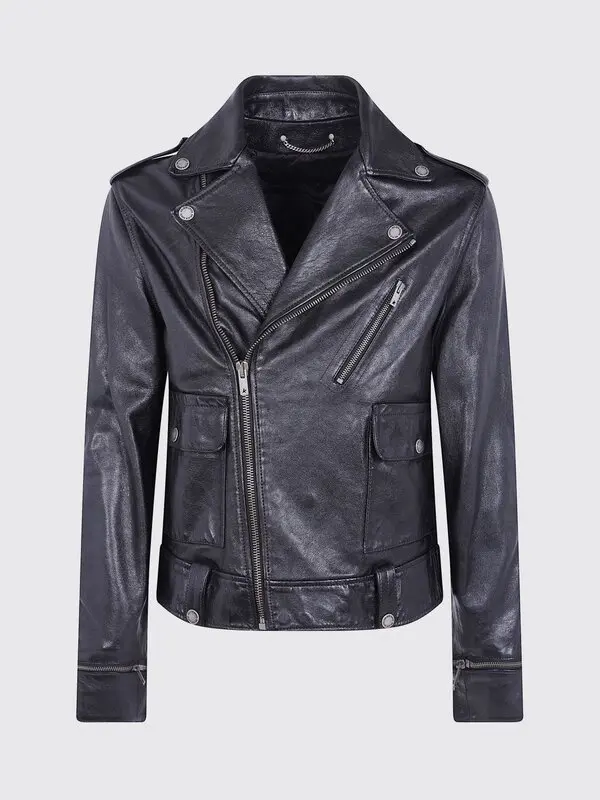 GOLDEN GOOSE Ovine Leather Biker Jacket With Asymmetrical Zip Closure