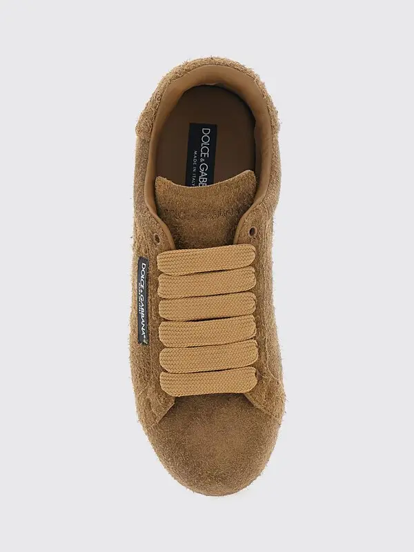 Dolce & Gabbana Suede Calfskin Portofino Soft Low Top Sneakers - Beige
