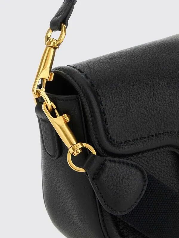 Valentino Garavani Alltime Small Hammered Leather Handbag With Vlogo - Black