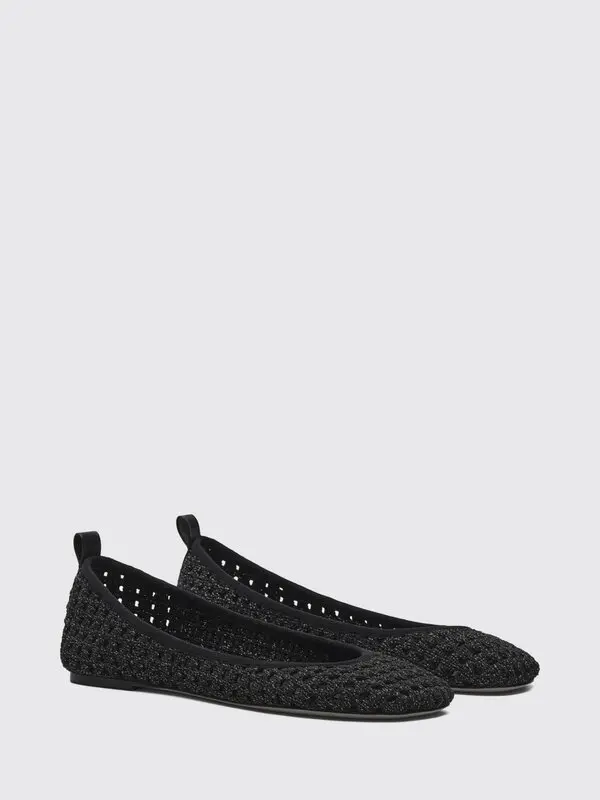 Marc Jacobs Crochet Polyester Ballet Flats With Perforated Round Toe - Silver