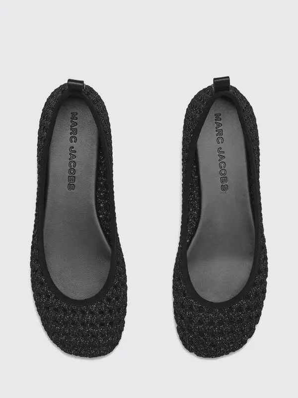 Marc Jacobs Crochet Polyester Ballet Flats With Perforated Round Toe - Silver