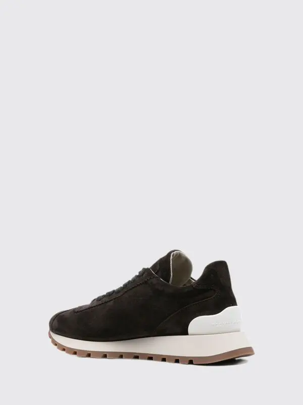 Brunello Cucinelli Suede Calfskin Low-top Sneakers With Monili Detail - Grey