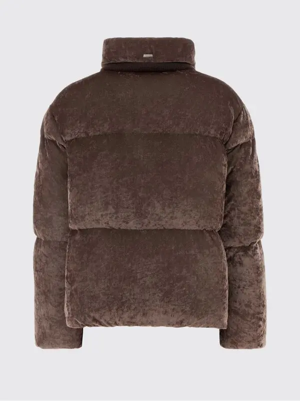 Herno High-neck Quilted Microfiber Down Jacket With Drawstring Hood - Brown