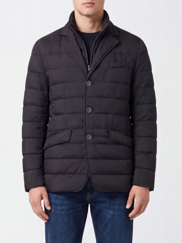 Herno Slim Fit Quilted Nylon Down Blazer With Detachable Bib - Black