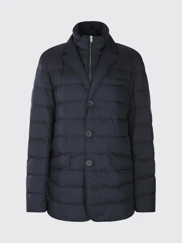 Herno Slim Fit Quilted Nylon Down Blazer With Detachable Bib - Black