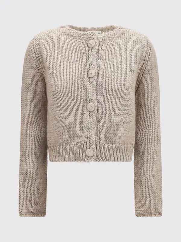 FORTE_FORTE Silk, Mohair And Cashmere Blend Crewneck Cardigan - Beige