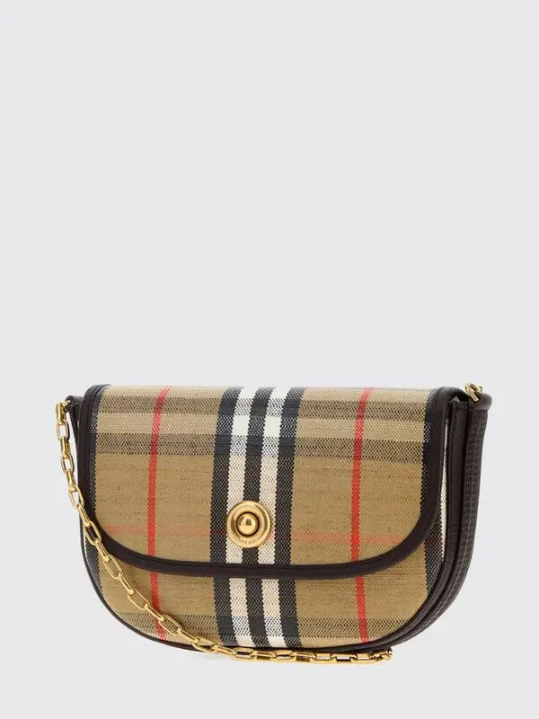Burberry Highlands Mini Vintage Check Crossbody Bag In Linen And Cotton