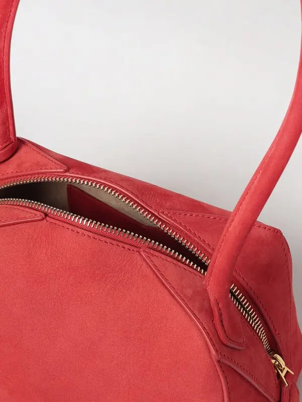 Alaïa Small Le Bouledogue Bowling Bag In Calfskin Leather And Nubuck - Red