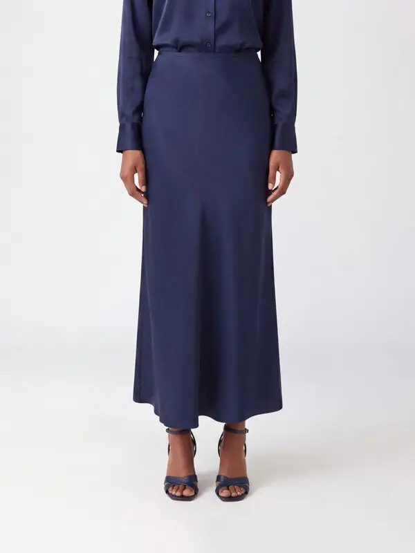 Loulou De Saison High-waisted Silk Midi Pencil Skirt - Navy