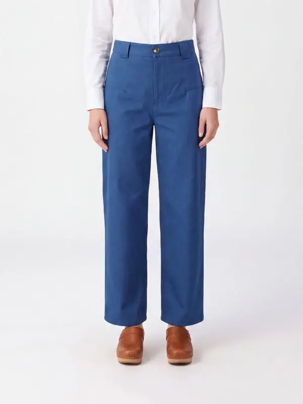 Chloé High-waisted Wide-leg Cotton Trousers - Blue