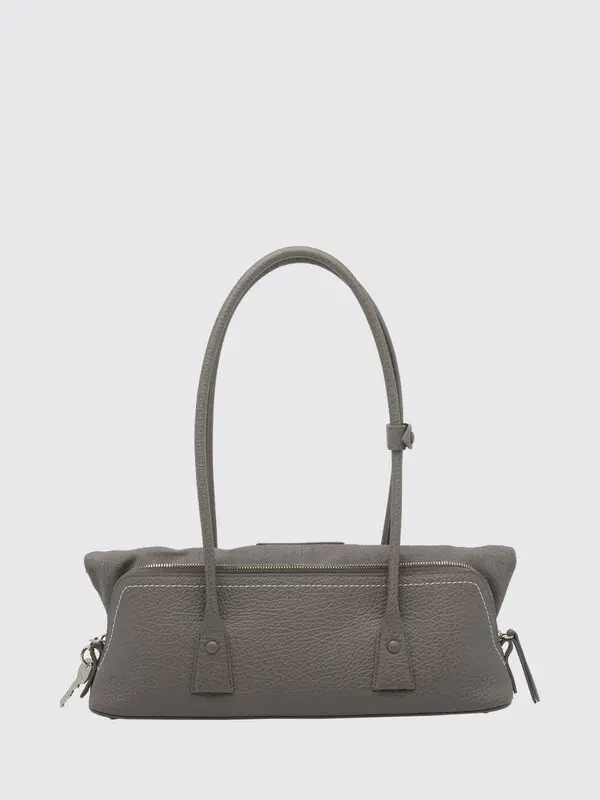 MAISON MARGIELA 5ac Calfskin Shoulder Bag With Contrast Stitching - Grey