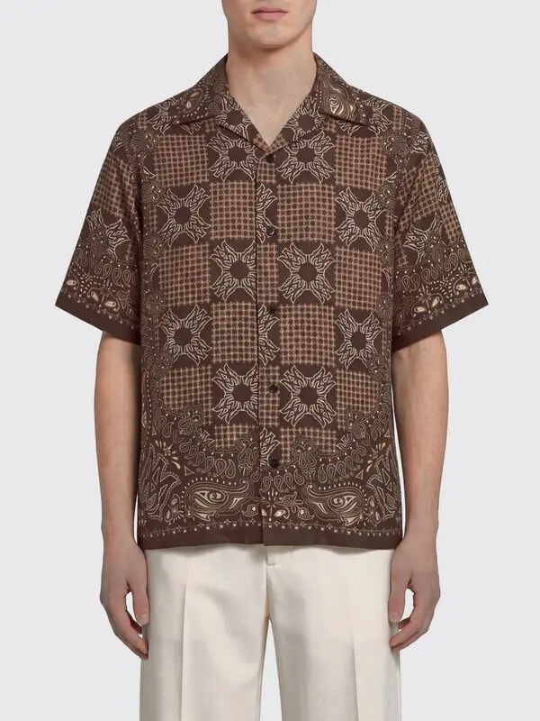 Amiri Short-sleeve Silk Shirt With Paisley Print And Cuban Collar