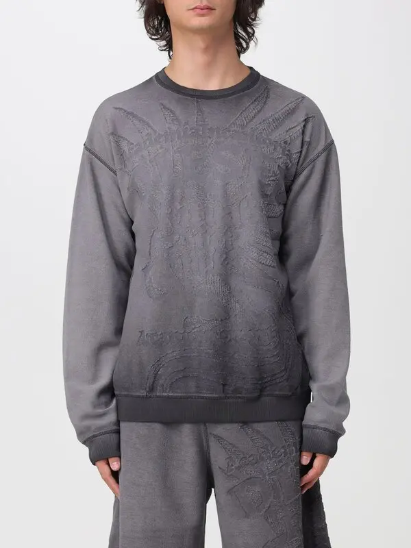 DIESEL® Relaxed Fit Graphic Print Crewneck Sweatshirt In Cotton Blend - Violet