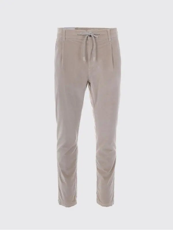 Eleventy Slim Fit Corduroy Trousers With Drawstring Waist And Pleats - Sand