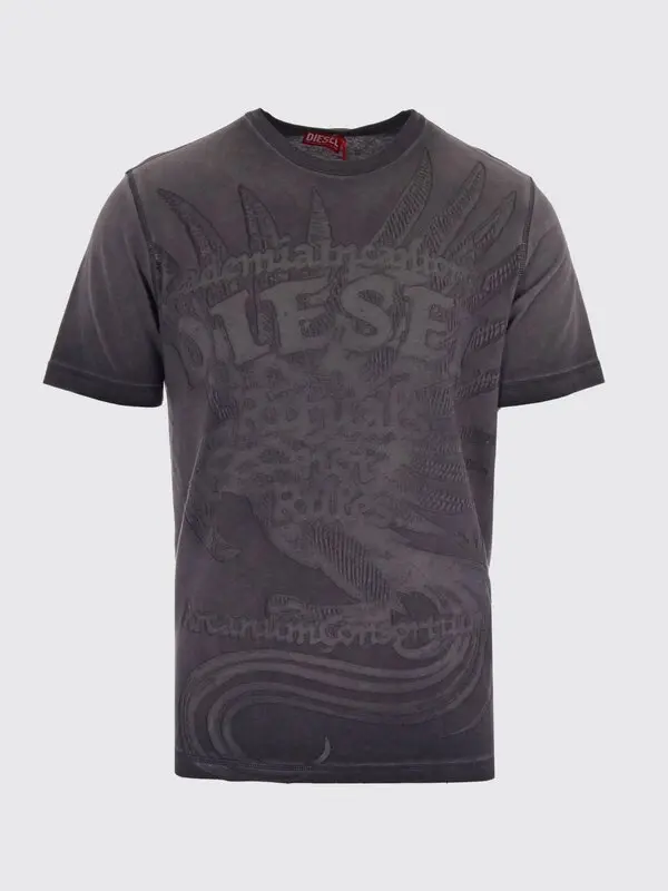 DIESEL® Slim Fit Graffiti Logo Print T-shirt In Cotton - Violet