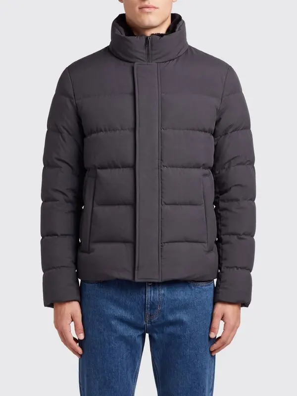 Herno High Neck Quilted Down Jacket In Water-repellent Nylon - Grey