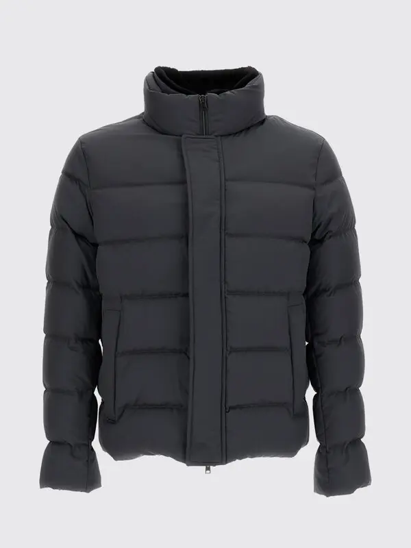 Herno High Neck Quilted Down Jacket In Water-repellent Nylon - Grey