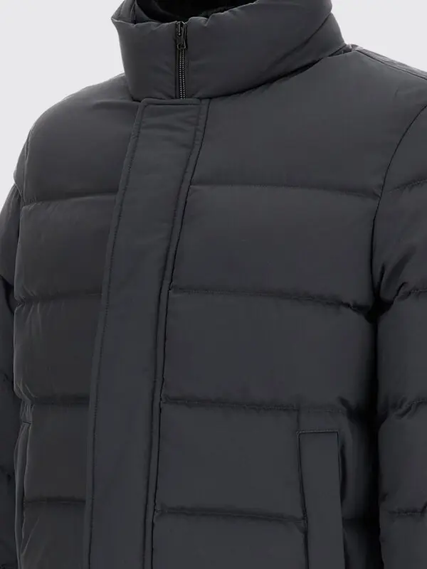 Herno High Neck Quilted Down Jacket In Water-repellent Nylon - Grey