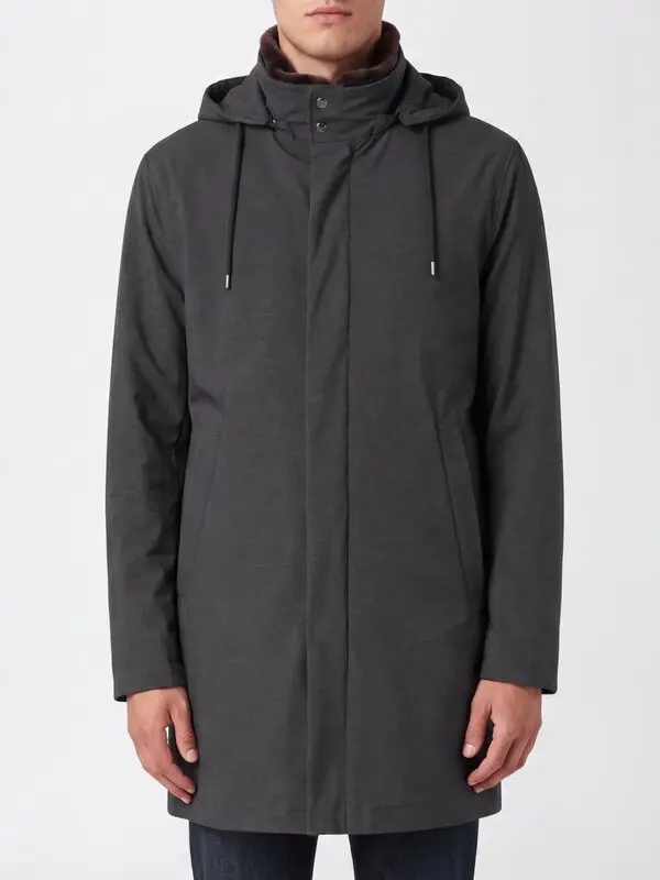 Herno Short Resort Parka In Padded Nylon With Detachable Hood - Grey
