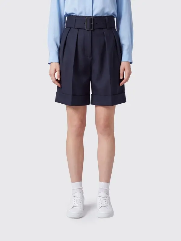 GOLDEN GOOSE High-waisted Tailored Wool Blend Shorts With Pleats And Cuffs
