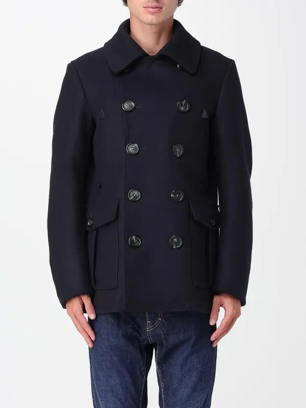 Dsquared2 Double-breasted Short Coat In Wool Blend - Blue