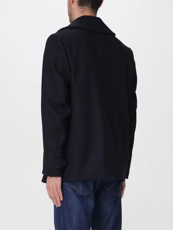 Dsquared2 Double-breasted Short Coat In Wool Blend - Navy