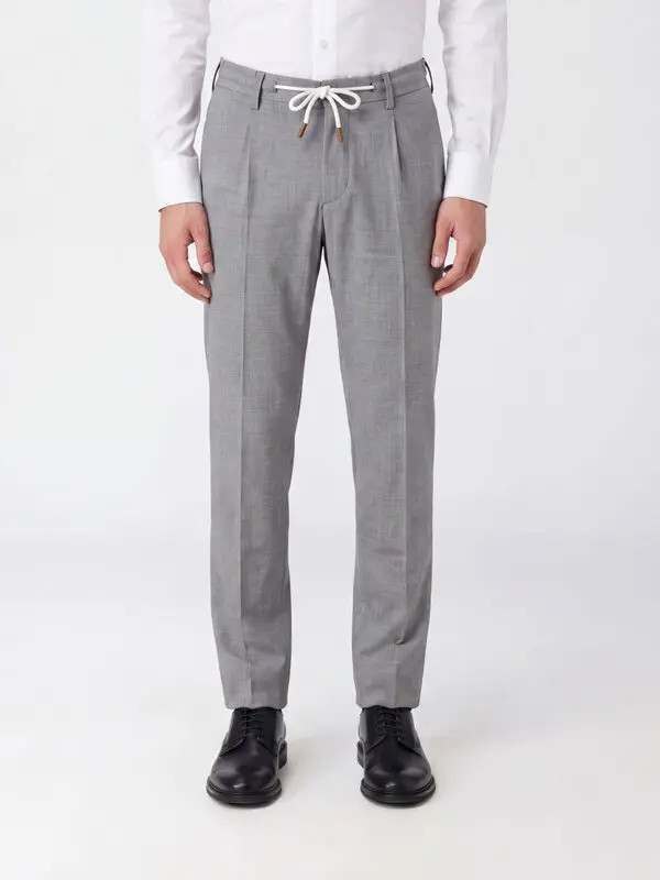 Eleventy Slim Fit Wool Chino Trousers With Drawstring Waist