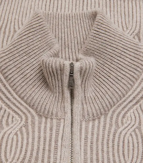 FIORONI CASHMERE Cashmere Cable-knit Zip-up Sweatshirt