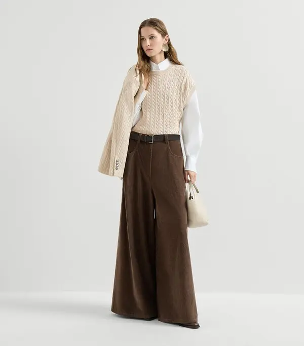 Brunello Cucinelli Cable-knit Sparkling Short-sleeve Sweater