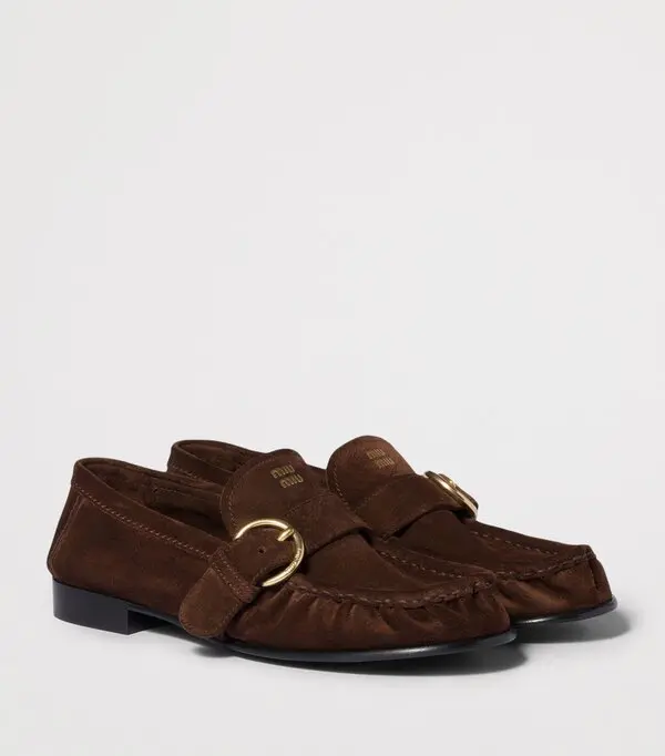 Miu Miu Suede Side-buckle Loafers