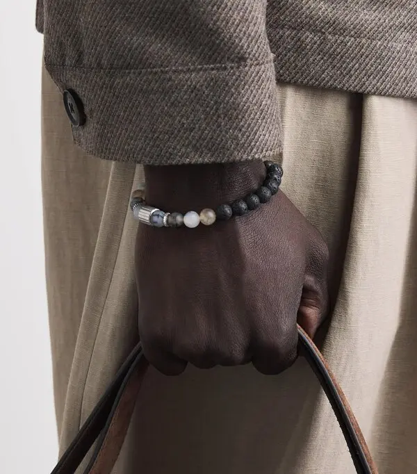 Tateossian Sterling Silver, Agate And Lava Bracelet