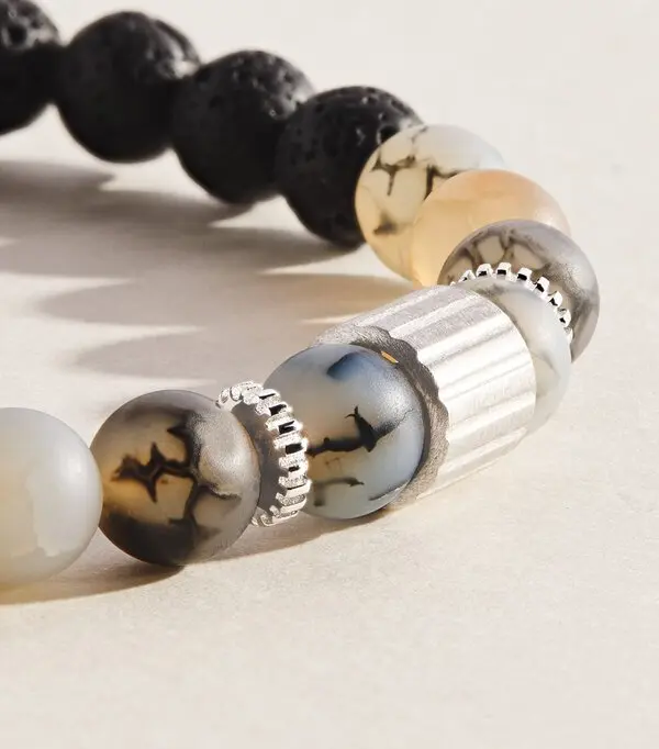 Tateossian Sterling Silver, Agate And Lava Bracelet
