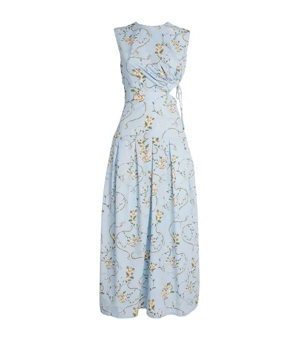 Agua Bendita Cotton Otono Navegante Midi Dress - Blue