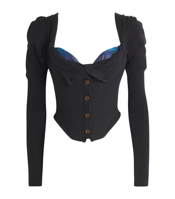 VIVIENNE WESTWOOD Cotton-cashmere Bea Cropped Cardigan - Black