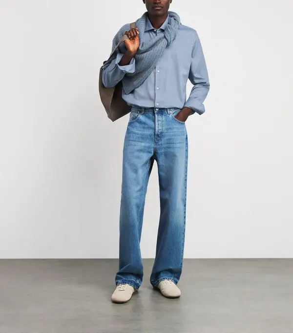 MAURIZIO BALDASSARI Cotton-lyocell Santini Shirt - Blue